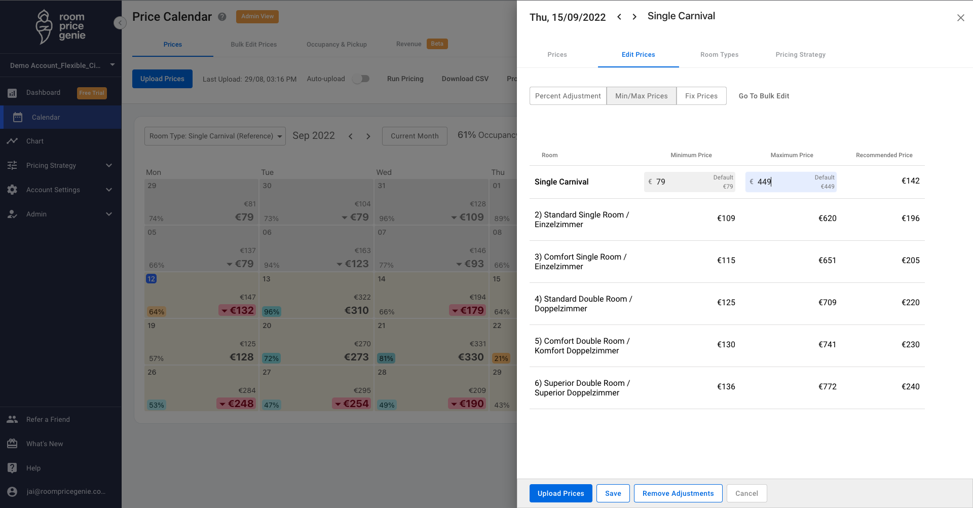 Set Minimum and Maximum Prices